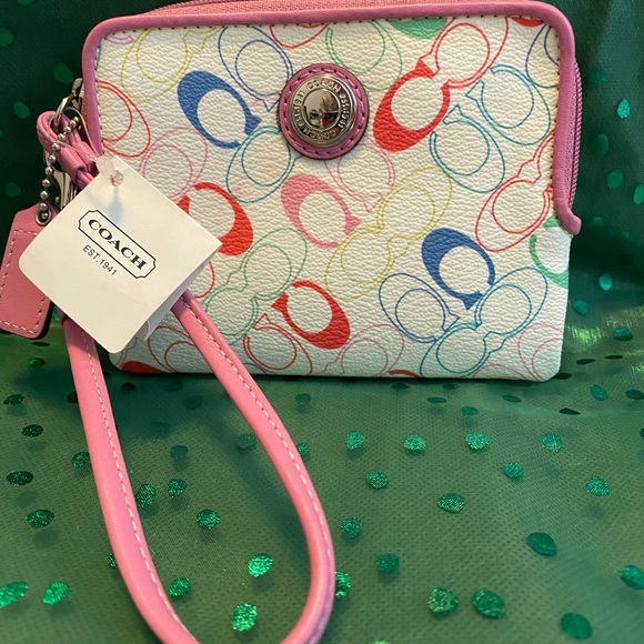 Coach | Bags | Coach Pastel Multi Small Zip Wallet Wristlet | Poshmark